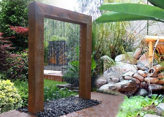 Garden Decoration Rust Waterfall Cascade Corten Steel Water Feature Fountain
