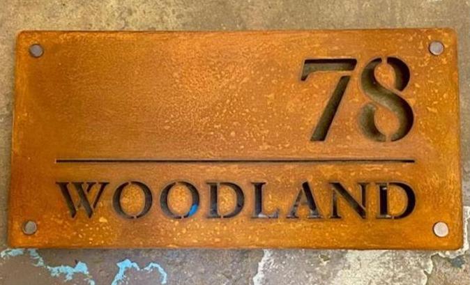 Outdoor Laser Cutting Personalized House Number Rusted Corten Steel Sign