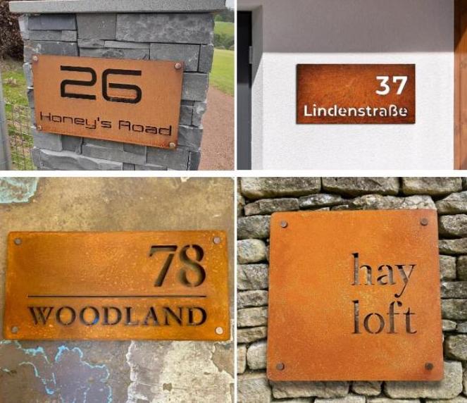 Outdoor Laser Cutting Personalized House Number Rusted Corten Steel Sign