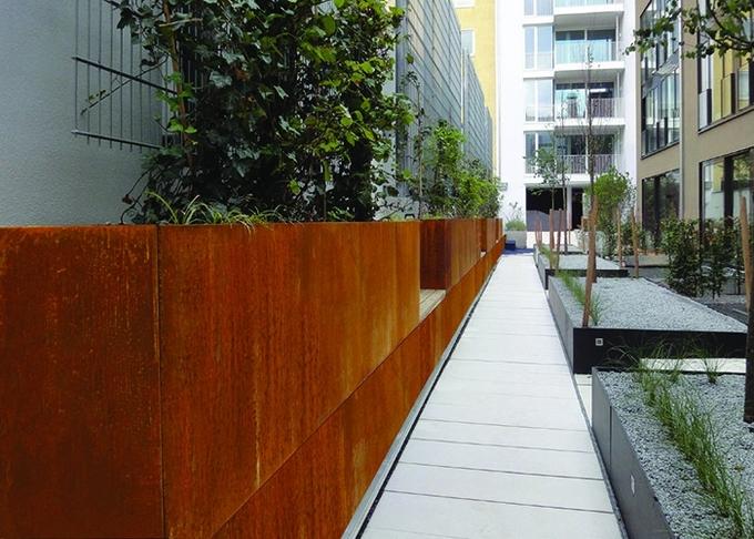 Decorative Garden Corten Steel Flower Pot Outdoor Park Street Round Contemporary Plant Pots 