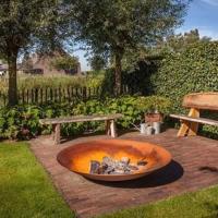 China Outdoor Fire Pit 100cm 80cm Diameter Metal Sphere Leaf Design Fire Pits for sale
