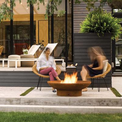 China New Design Rusty Corten Steel Metal Camping Fire Pit for sale