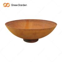 China Weathering Corten Steel Metal Patio Column Fire Pit Carbon Steel Half Ball Sphere Firepit for sale