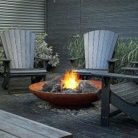 China Weathering Corten Steel Metal Patio Column Fire Pit Carbon Steel Half Ball Sphere Firepit for sale