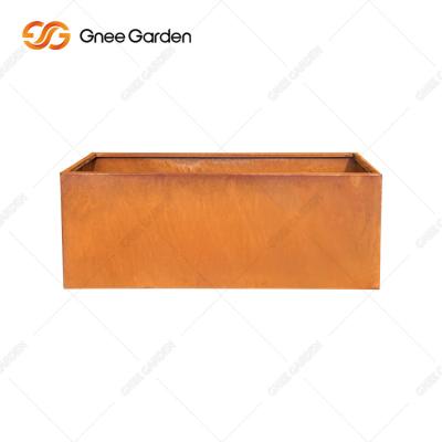 China Corten Large Outdoor Metal Decorative Planter Rectangular Metal Wall Planter for sale