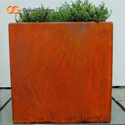 China Garden Flower Pot Metal Plant Box Corten Steel Planter for sale