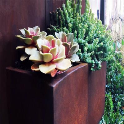 China Outdoor Metal Weathering Steel Rectangular Flower Pot / Flower Planter for sale