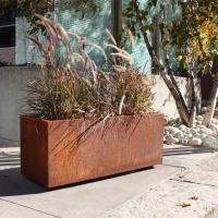 China Rectangle 80cm Outdoor Metal Planter Weathered Steel Planter Box anticorrosion for sale