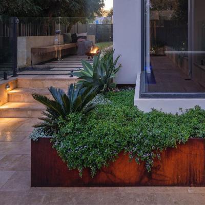China Rectangle Large Metal Weathering Steel Flower Planter Flower Pot for sale