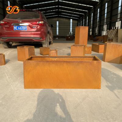 China Outdoor Decorative Corten Steel Large Flower Pots for sale