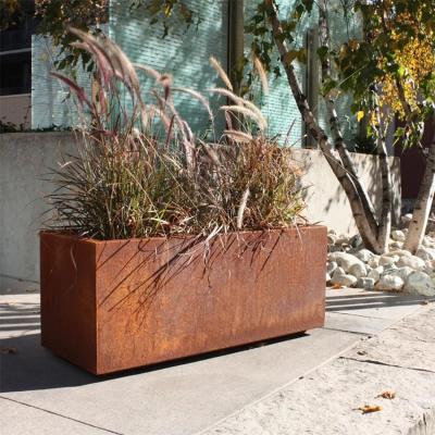 China Outdoor Garden Large Corten Steel Flower Pots Planters for sale