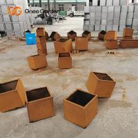 China Outdoor Silver Weathering Steel Planters Rectangular Large for sale