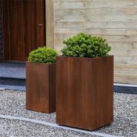 China Outdoor Silver Weathering Steel Planters Rectangular Large for sale