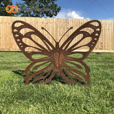 China Garden Art Landscape Corten Steel Ornaments Laser Cut Metal Animal Pattern Decorations for sale