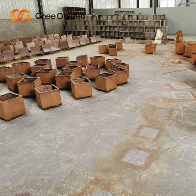 China Corten Steel Planter Box Corten Flower Pot Welding Metal Planter for sale
