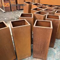 China Corten Steel Planter Box Corten Flower Pot Welding Metal Planter for sale