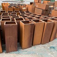 China 2.0-10mm Rusty Metal Planter Boxes Garden Decoration Corten Steel Plant Pots for sale