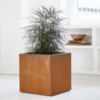 China Customized Outdoor Large Planter Box Rectangular Corten Steel Flower Pots for sale