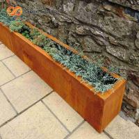 China Large Square Outdoor Metal Planter Corten Steel Flower Pots Customized for sale