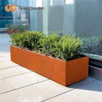 China Large Square Outdoor Metal Planter Corten Steel Flower Pots Customized for sale