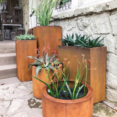 China Customize Corten Steel Planter Large Outdoor Square Metal Flower Pots for sale