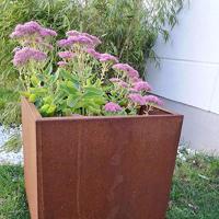 China Rectangular Corten Steel Planter Metal Stand Flower Pot for sale
