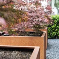 China Rectangular Corten Steel Planter Metal Stand Flower Pot for sale