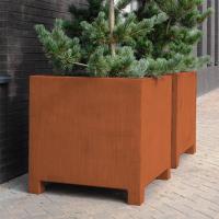 China Rectangular Corten Steel Planter Metal Stand Flower Pot for sale