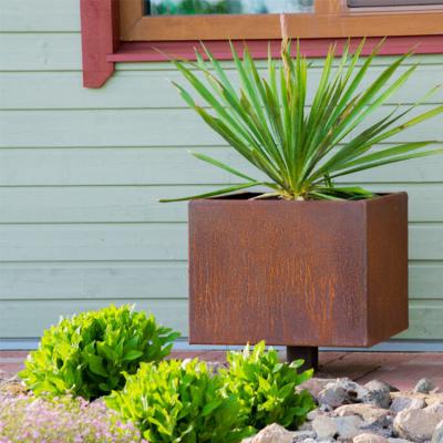 China Garden Corten Steel Span Large Planter Box Rusted Weathering Steel for Farmhouse for sale
