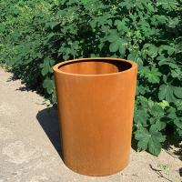 China Backyard Outdoor Round Corten Steel Flower Pots Metal Planter Boxes for sale