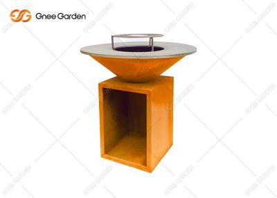 China Charcoal Corten Steel Family Outdoor Fire Pit Table Corten Steel Bbq Grill for sale