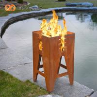 China Square Round Burning Corten Steel Bowl Portable Outdoor Garden Patio Fire Pit Table for sale