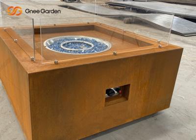 China Customized Outdoor Charcoal Brazier Gas Firepit Corten Steel Table for sale