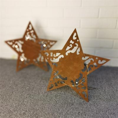 China Star Shaped Corten Steel Metal Ornaments Christmas Decoration For Home Garden for sale