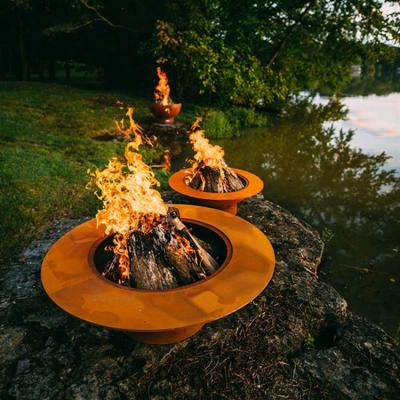 China 550mm-1500mm Corten Steel Fire Table Garden Steel Firepit Prerusted for sale