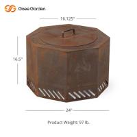 China Warmfire OEM 100cm Corten Steel Fire Pit Wood Burning Fire Table for sale