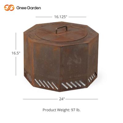 China Warmfire OEM 100cm Corten Steel Fire Pit Wood Burning Fire Table for sale