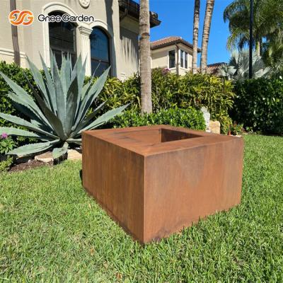 China OEM ODM Custom Outdoor Decorate  Square Corten Steel Fire Pit for sale