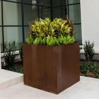 China SGS TUV  Corten Steel Cube Planter Laser Cut Rusty Steel Planters abrasion proof for sale