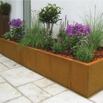 China Outdoor Street 0.8mm Corten Steel Square Planter Box For Public Park Weather Proof for sale