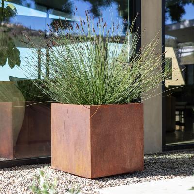China Metallic 1.2mm  Corten Steel Planter Box Rectangular Flower Pots abrasion proof for sale