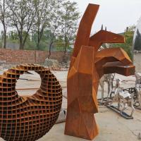 China 175cm  Rusty Metal Garden Ornaments Corten Steel Sculpture For Park Decoration for sale