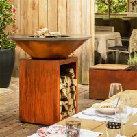China Prerusted  Corten Steel Round Fire Pit Camping 120cm Corten Steel Fire Pit for sale