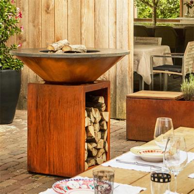 China Prerusted  Corten Steel Round Fire Pit Camping 120cm Corten Steel Fire Pit for sale