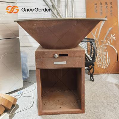 China Pre Weathered Corten Steel Firepits Charcoal Barbecue Pit Customizable Size for sale