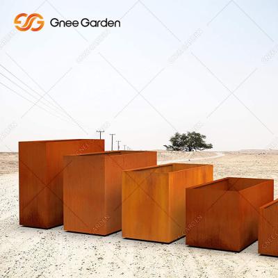 China Metal Bending Rusty Corten Steel Planter Box In The Outdoor Patio for sale