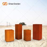 China Rectangle 80cm Outdoor Metal Planter Weathered Steel Planter Box anticorrosion for sale