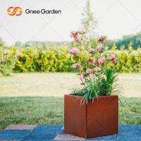 China Square Corten Steel Rustic Metal Planter Boxes Laser Cutting for sale