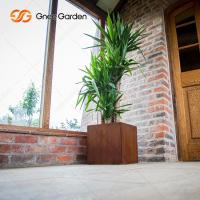 China SGS  Custom Long Square Corten Steel Flower Pots Fashionable weather resistance for sale
