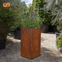 China SGS  Custom Long Square Corten Steel Flower Pots Fashionable weather resistance for sale